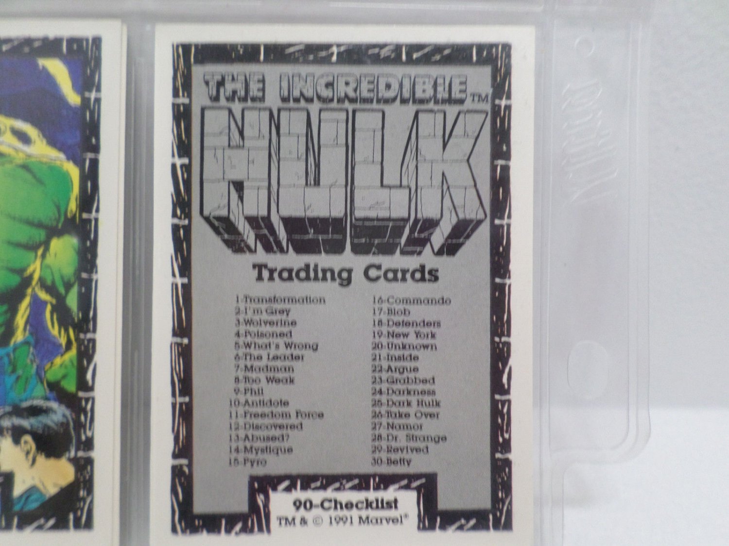 1991 The Incredible Hulk Trading Cards by Marvel 1 - 90 Complete Set