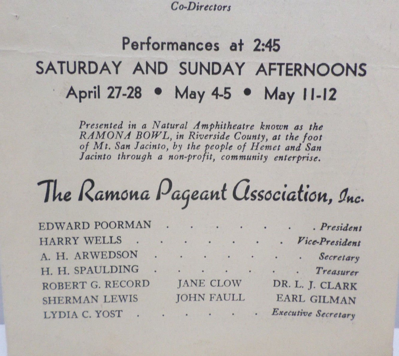 1946 Ramona Pageant Outdoor Play Brochure Nineteenth Season