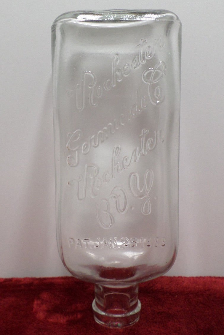 Antique Embalming Fluid Bottle by Rochester Germicide Co. Patent 1888