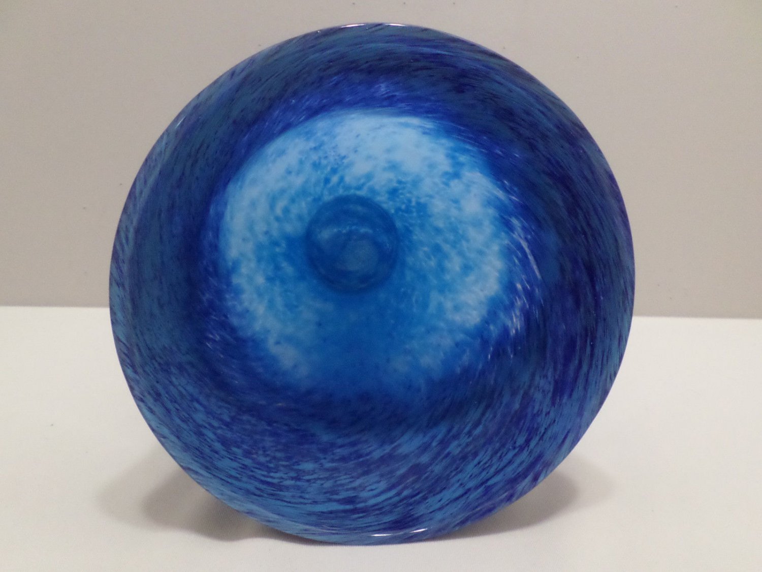 Vintage Blue Glass Vase Large 10.5" Tall Clear Glass Base