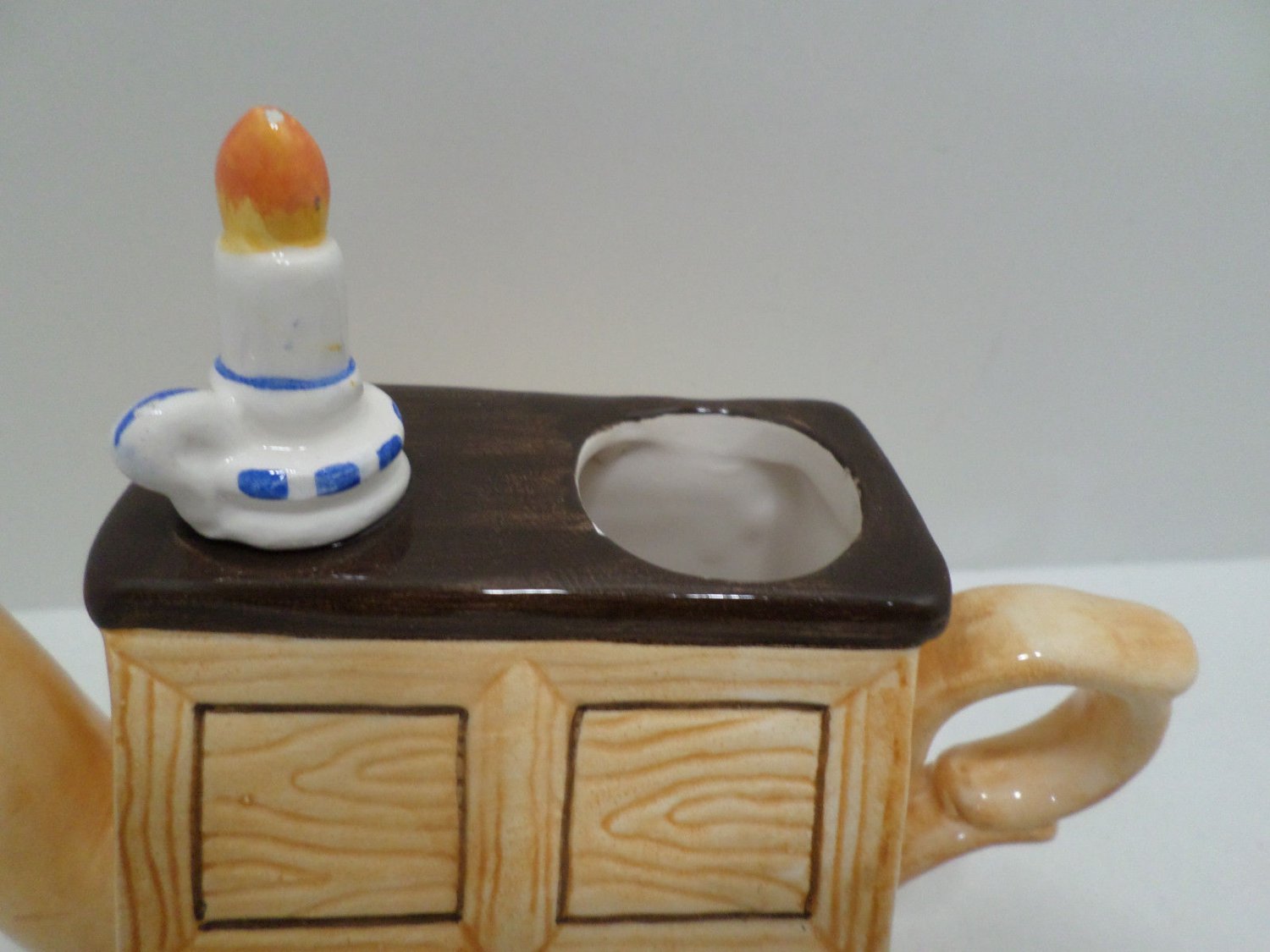 Vintage Teapot Porcelain Desk with Globe Candle and Books