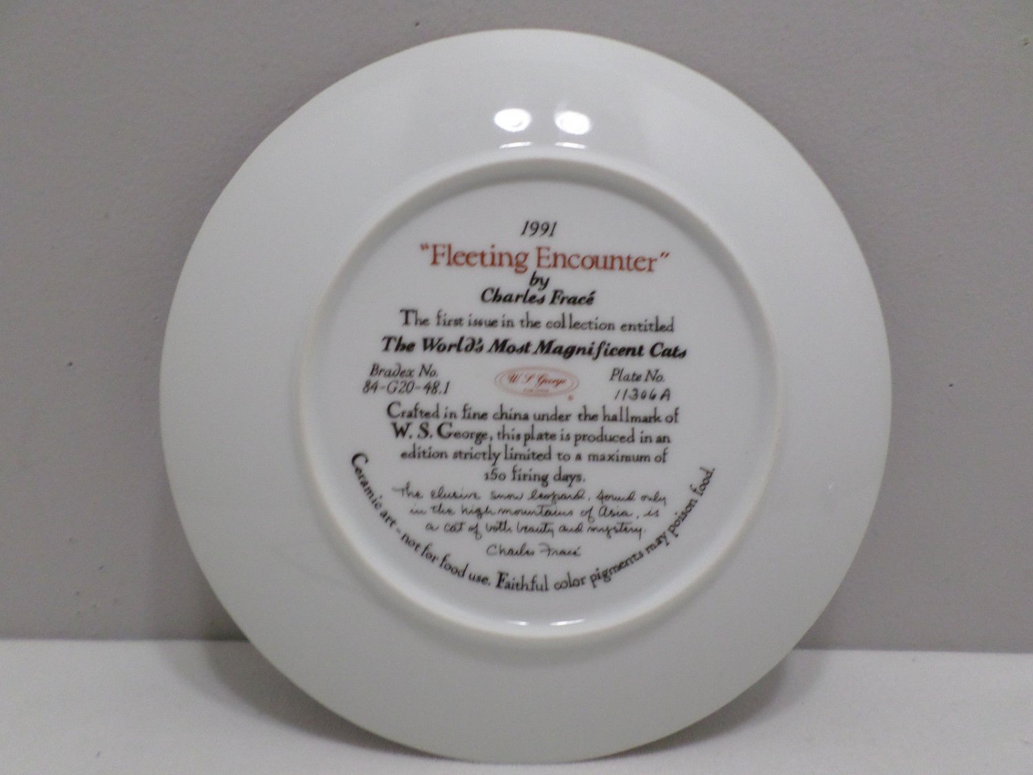 1991 Collector Plate Fleeting Encounter by Charles Frace Bradford Exchange