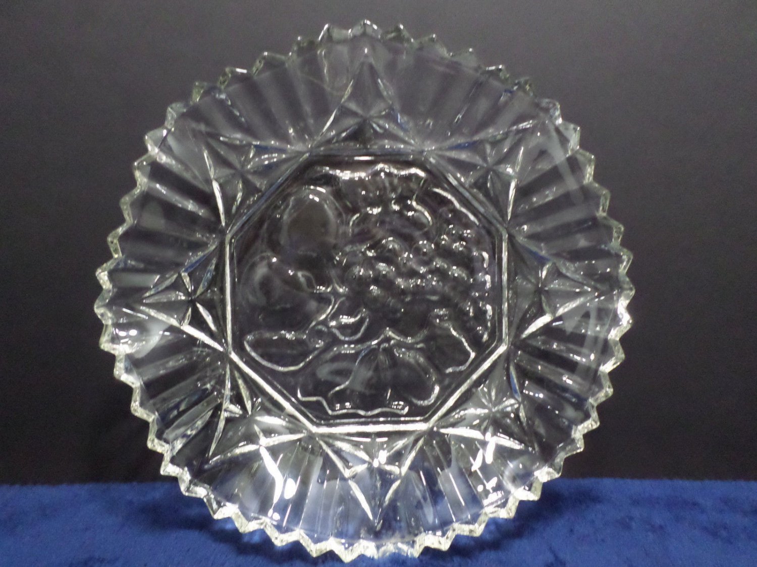 Vintage Fruit Bowl Clear Glass with a Ruffled Edge
