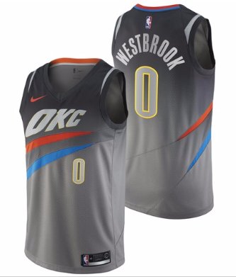 Men OKC 0 Russell Westbrook Jersey Gray Oklahoma City Thunder Jersey ...