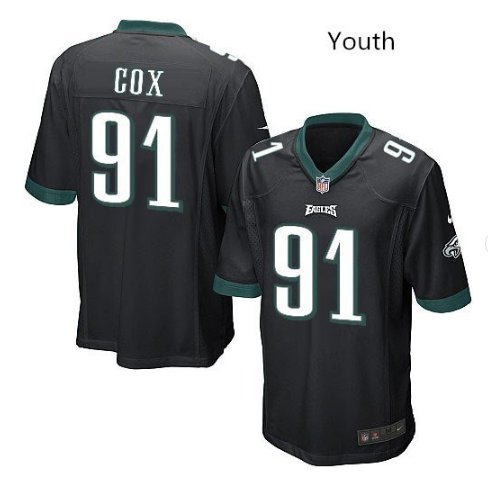 Youth Philadelphia Eagles #91 Fletcher Cox jersey black