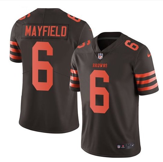 Men's Browns #6 Baker Mayfield color rush Limited jersey brown