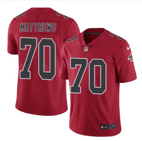 Men's Atlanta Falcons #70 Jake Matthews color rush Limited jersey red