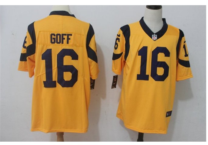 Men's Rams #16 Jared Goff color rush Limited jersey yellow