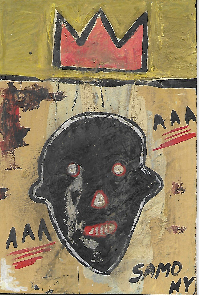 Jean-Michele Basquiat NYC Street Art Postcard Painting "SAMO CROWN"