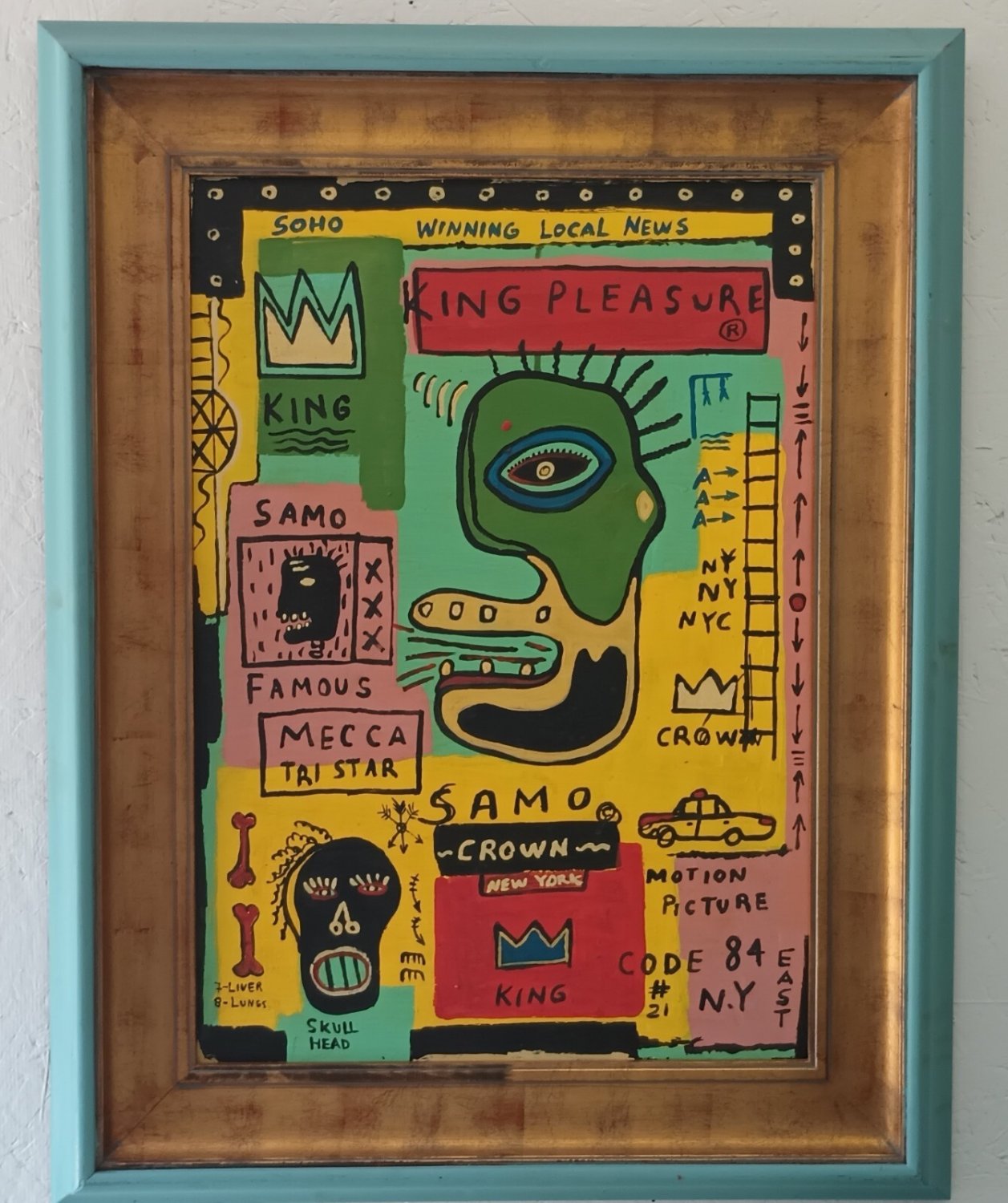 Jean-Michel Basquiat -1984 Samo KING PLEASURE Painting Framed