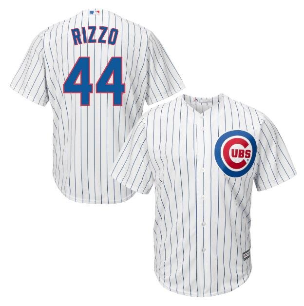Size XXXL Anthony Rizzo #44 Chicago Cubs Cool Base Men's Jersey White