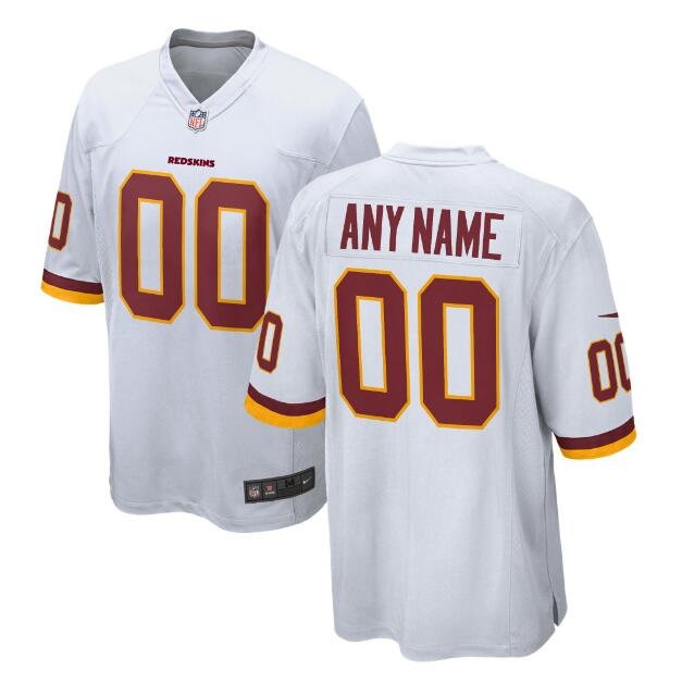 Custom Washington Redskins Game Player Jersey Men's White