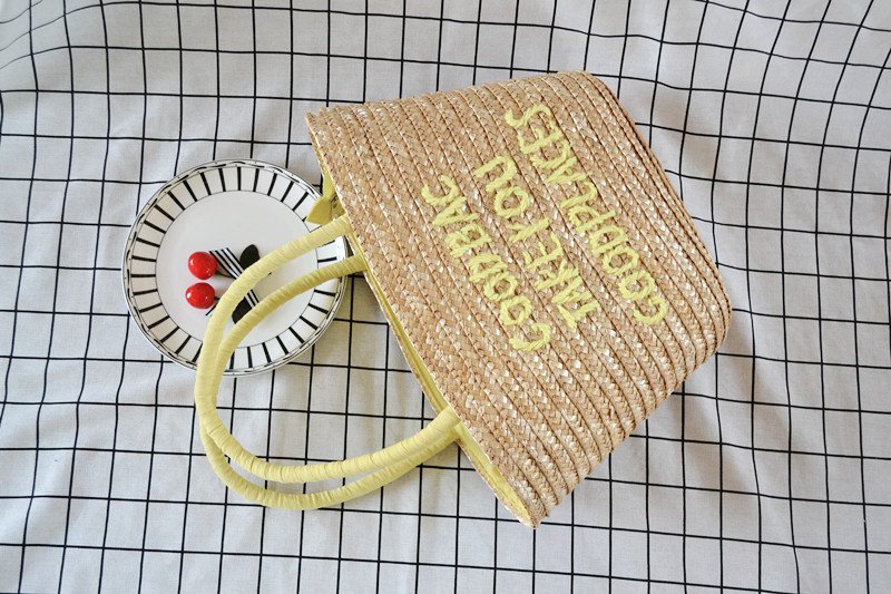 Embroidery Wheatgrass Shoulder Ladies Straw Bag Summer Vacation Travel Bag