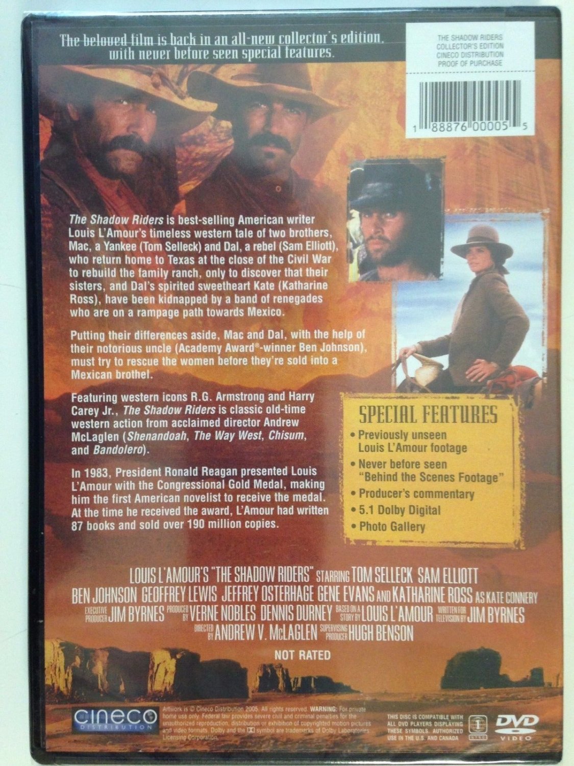 The Shadow Riders Collector's Ed (DVD, 2005)Tom Selleck, Sam Elliott ...