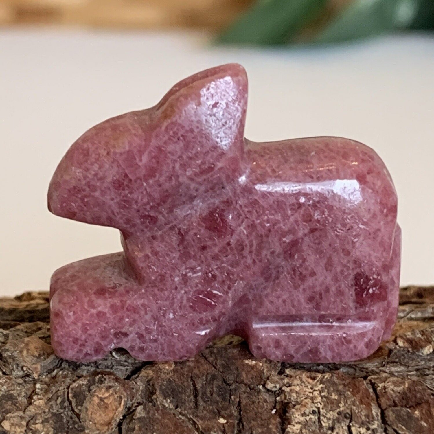 1.38" Natural Strawberry Quartz Rabbit Bunny Carving Reiki Crystal ...