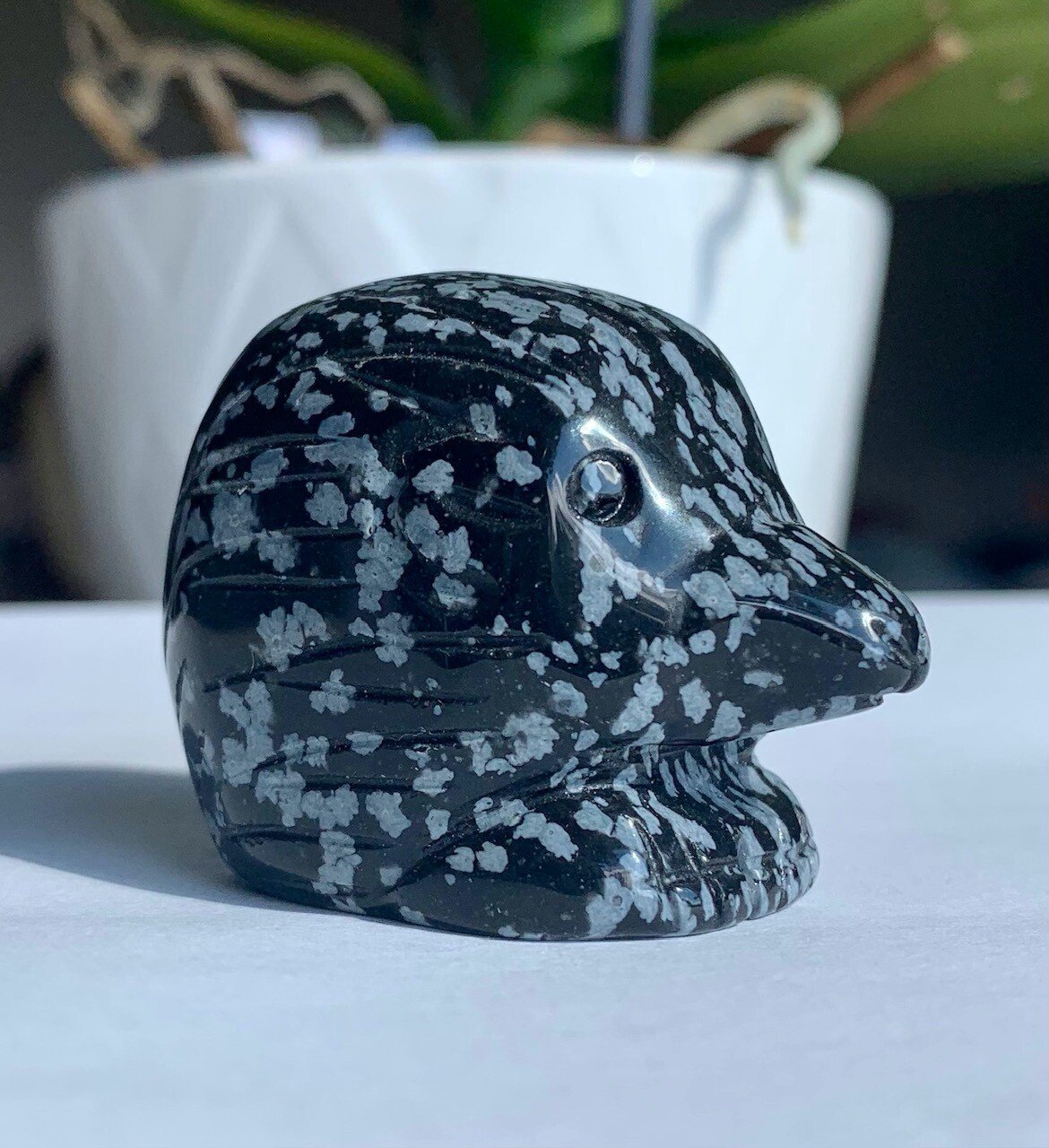 Snowflake Obsidian Bird Head Carving Unique Hand Carved Stone Animal ...