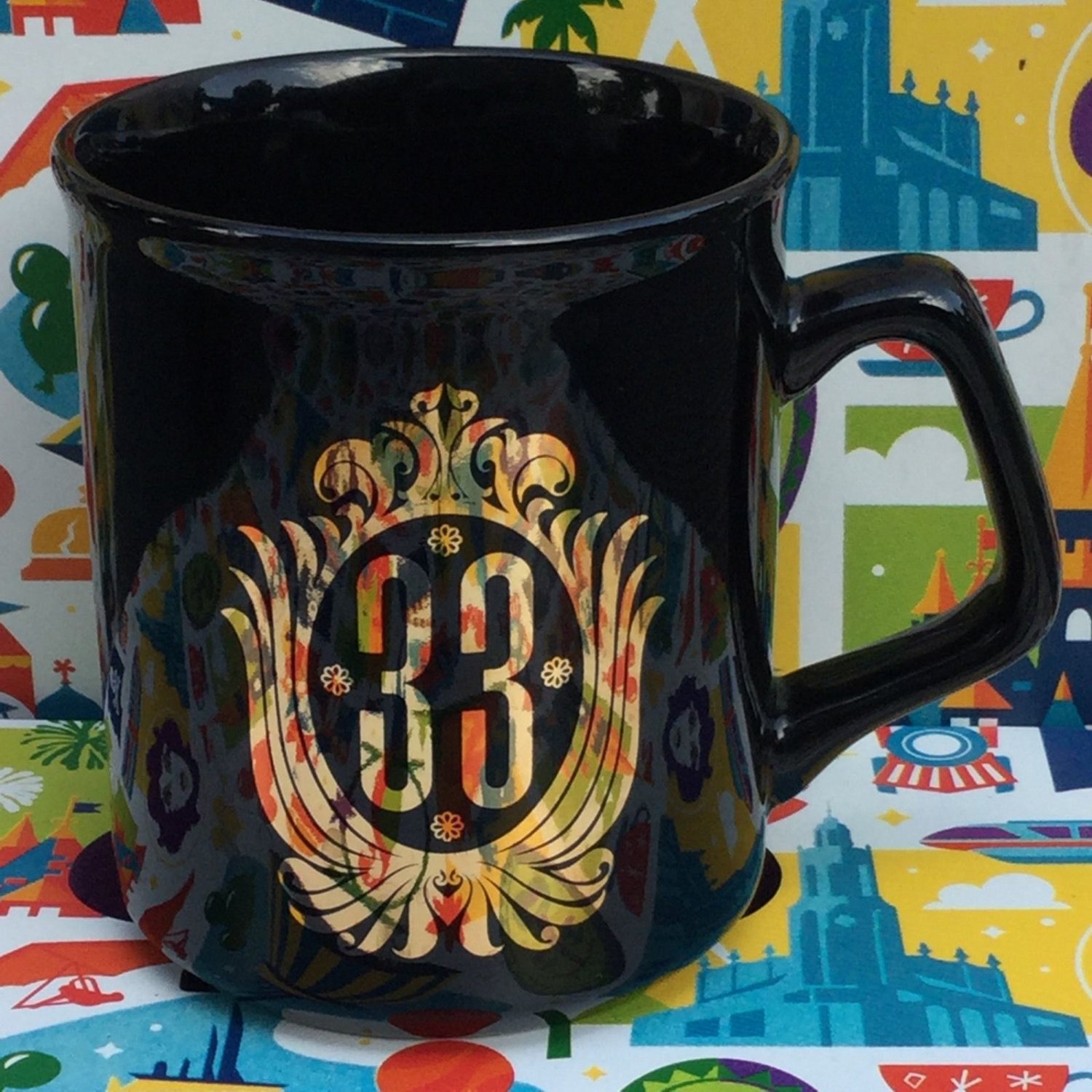 Disney Club 33 Logo Cup Mug Disneyland Black Gold Souvenir