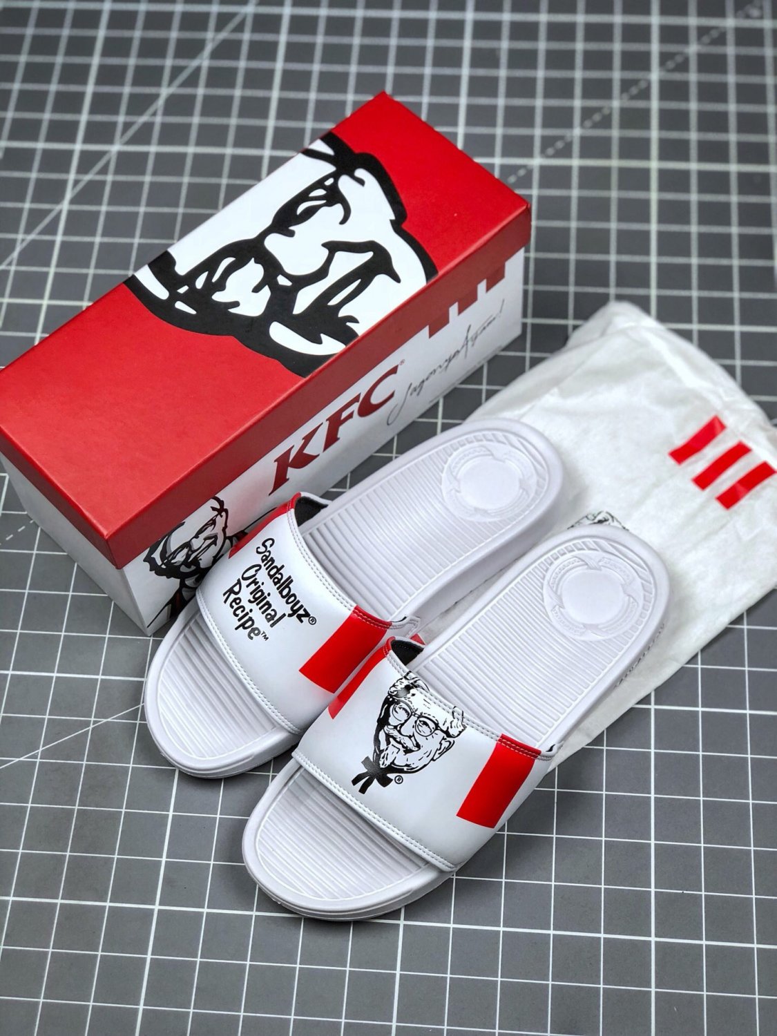 2024 & 2025 kfc x sandalboyz court slides white red