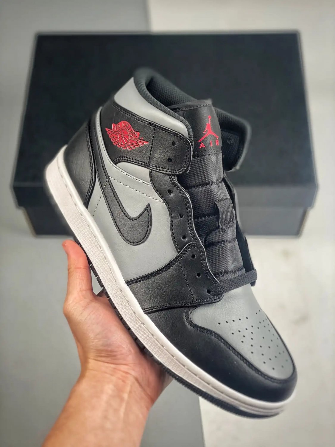 2024 & 2025 air jordan 1 mid â shadow redâ blackparticle greywhite ...