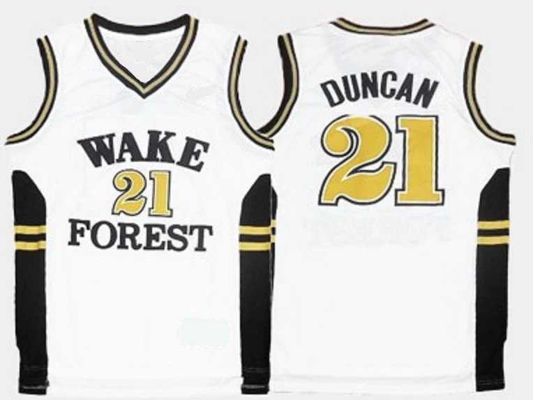 Mens Tim Duncan Wake Forest college jersey white