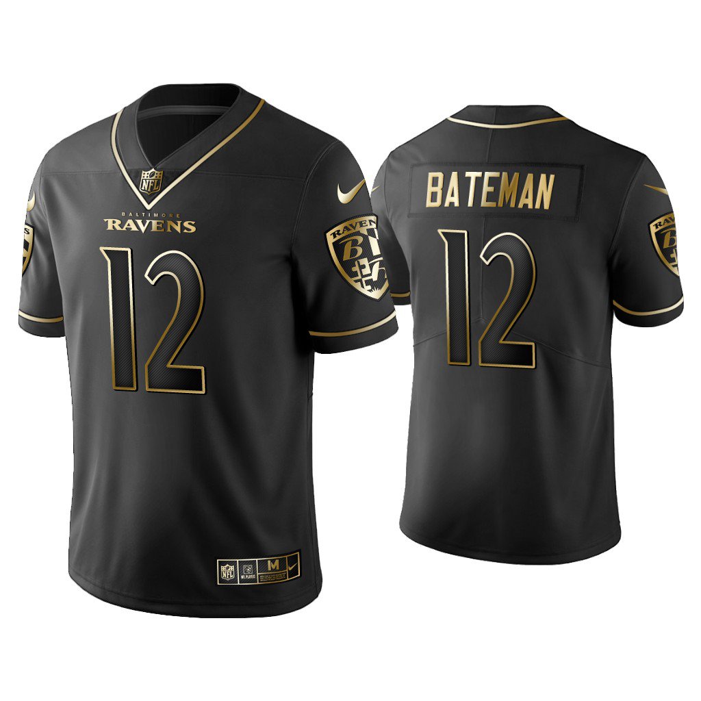 Men's rashod bateman ravens 12 golden black jersey