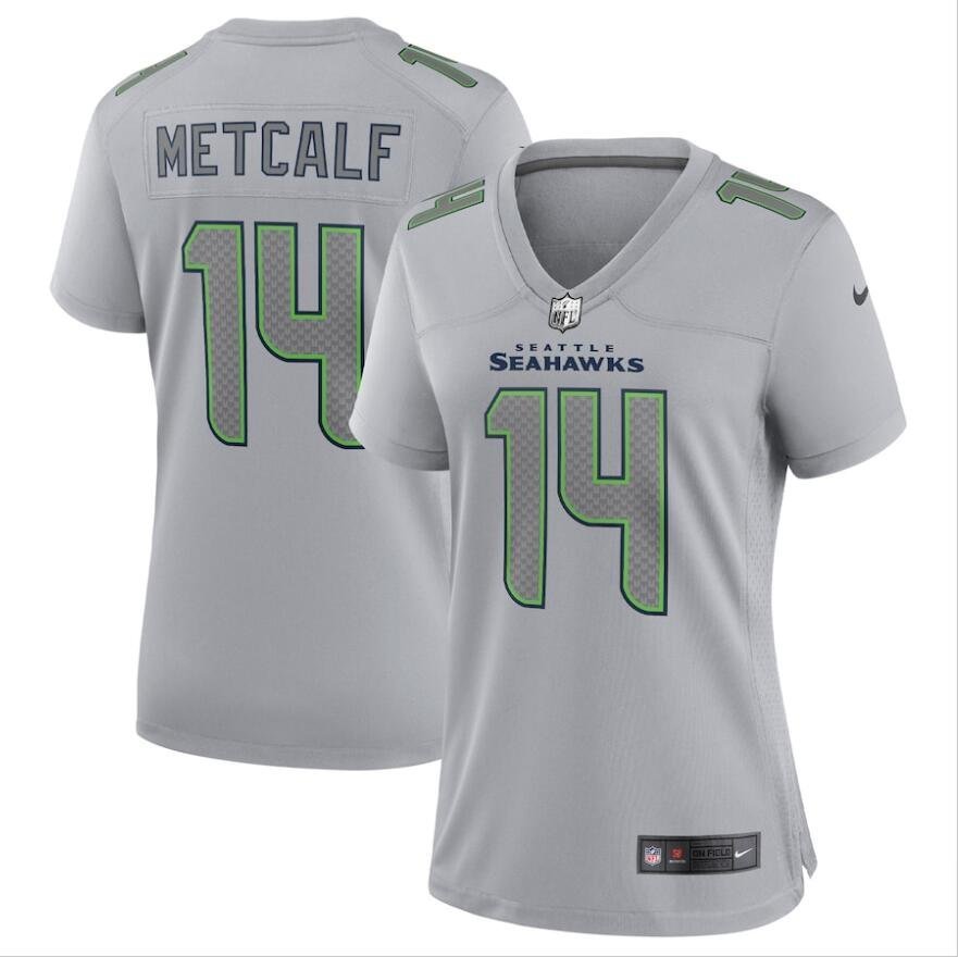 Women's DK Metcalf #14 Seattle Seahawks Atmosphere Fashion Game Jersey Gray