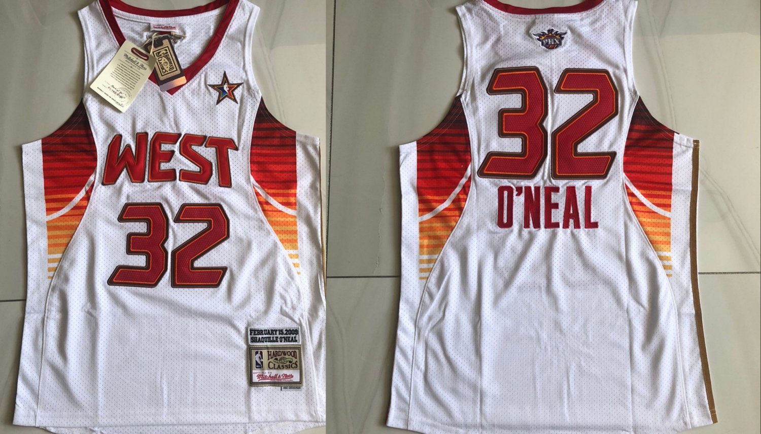 Men's 2009 All Stars #32 Shaquille O'Neal Suns Jersey White Mitchell Ness