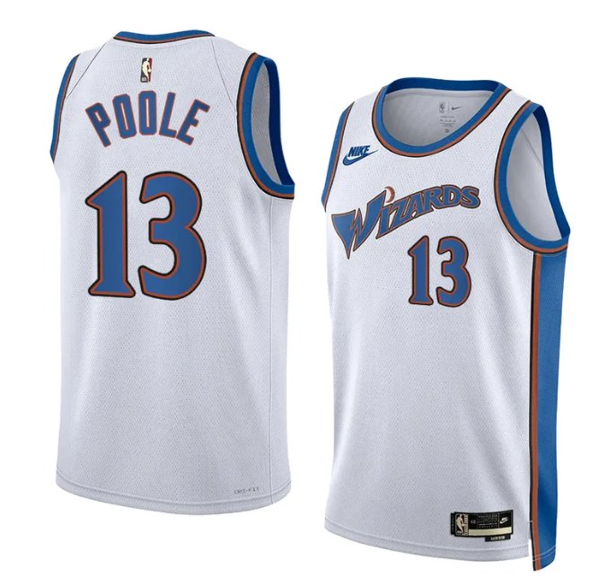 Men's Youth Wizards #13 Jordan Poole classic Jersey white