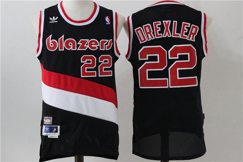 Men's Blazers 22# Clyde Drexler classic Basketball Jersey Black Throwback