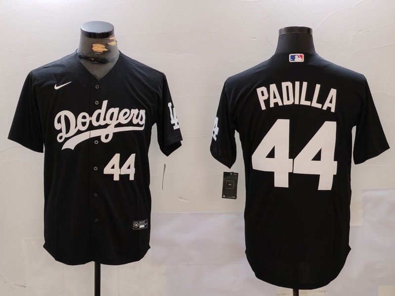 Men's Los Angeles Dodgers #44 Vicente Padilla Number Black Cool Base ...