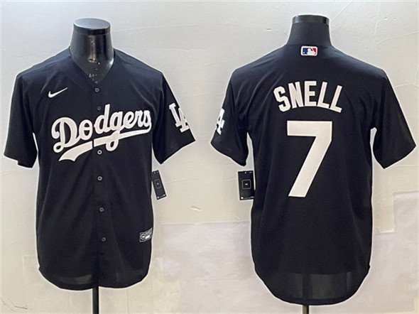Men's Los Angeles Dodgers #7 Blake Snell Black Cool Base Stitched ...
