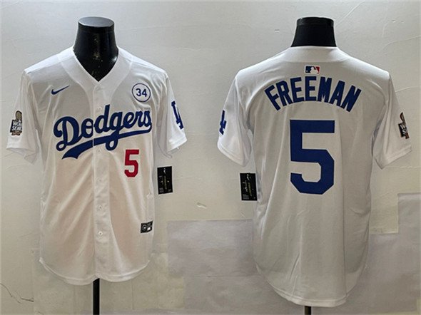 Men's Los Angeles Dodgers #5 Freddie Freeman White 2024 World Series ...