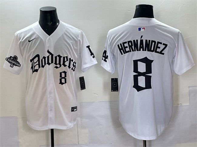 Men's Los Angeles Dodgers #8 Enrique Hernández White 2025 LA Gothic ...