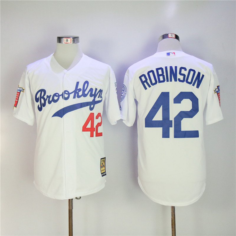 42 Jackie Robinson Stitched Baseball Jersey Color while 1