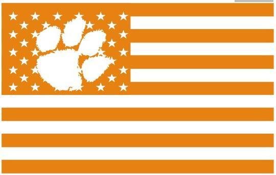 Clemson University Tigers Flag USA With Stars and Stripes Flag 3x5 ft