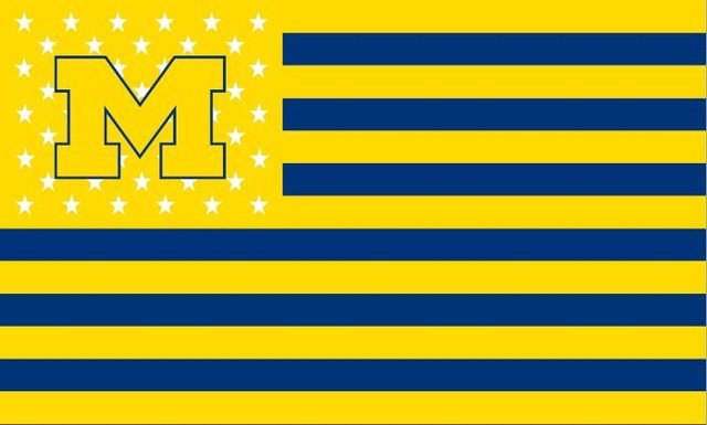 Michigan Wolverines logo with starts and stripes Flag 3ft x 5ft Polyester