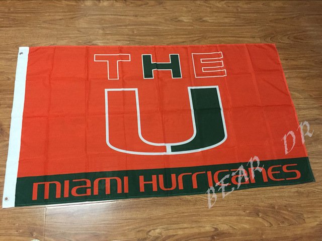 Miami Hurricanes flag 3ftx5ft Banner 100D Polyester Flag metal Grommets