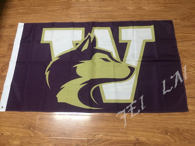 Washington Huskies flag 3ftx5ft Banner 100D Polyester Flag metal Grommets