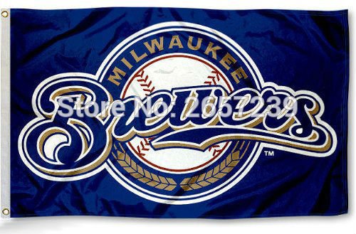 Milwaukee Brewers logo Flag 3x5FT banner150X90CM 100D Polyester brass ...