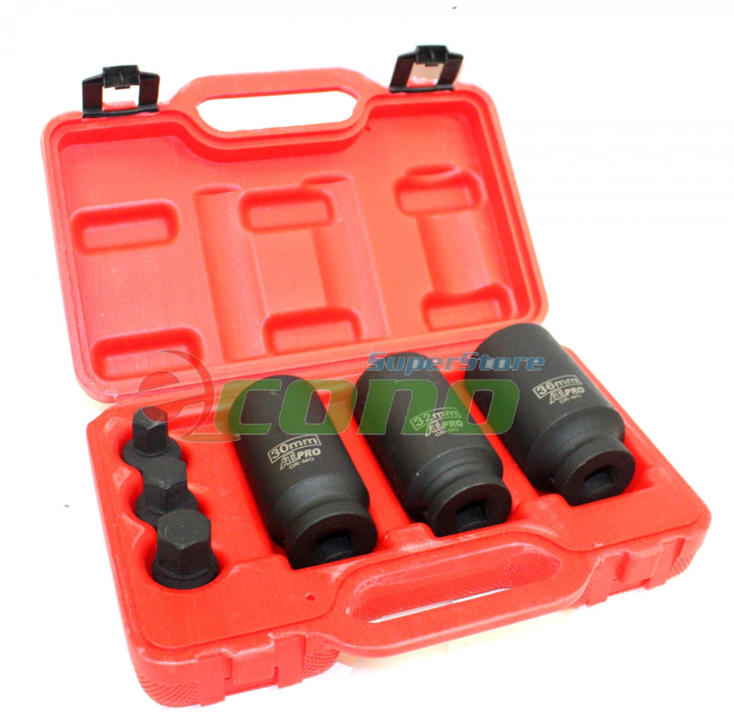 6pc 12 Point Deep Impact Socket Set 1/2" Drive Shaft Hub Nut 30mm 32mm 36mm