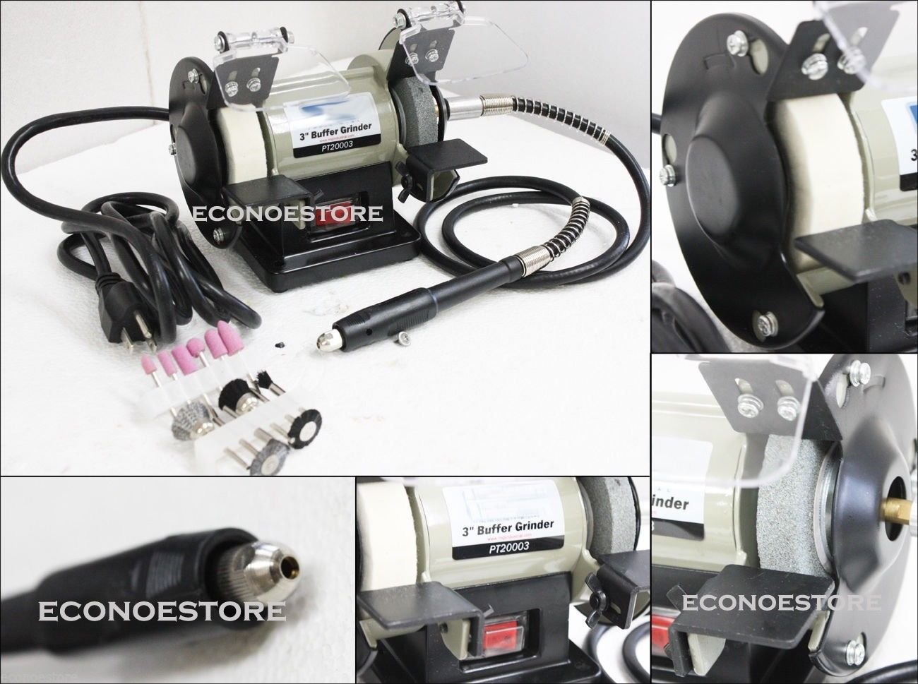 UL Listed 3" Bench Buffer Grinder 50W W/ 41" Flex Shaft With12 PC ...