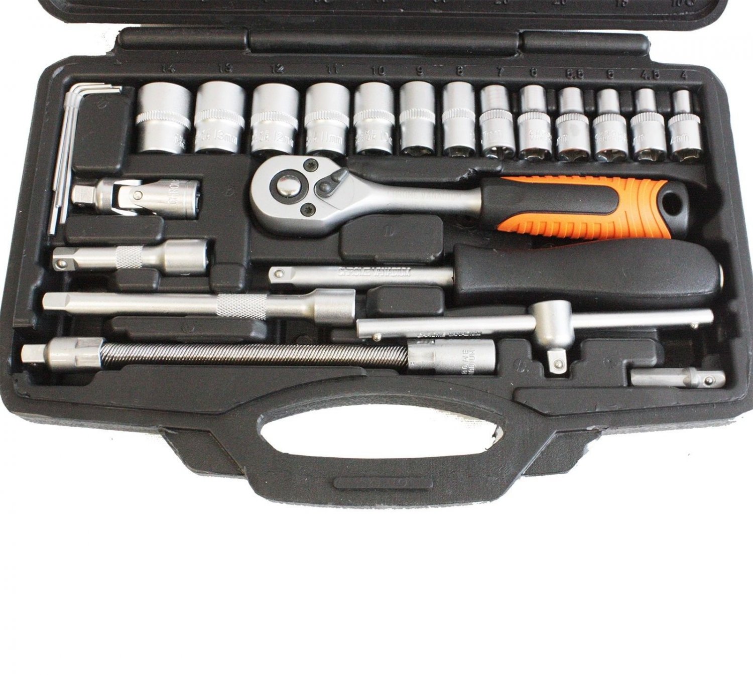 46PC 1/4" Inch Dr Socket & Bit Set Ratchet Star Hex Philips Flexible ...