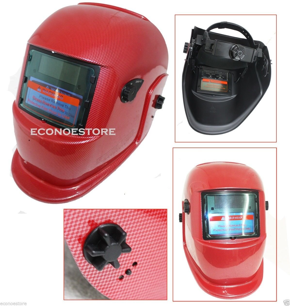 Carbon Fiber Red Solar Power Auto Darkening Welding Grinding Filter ...