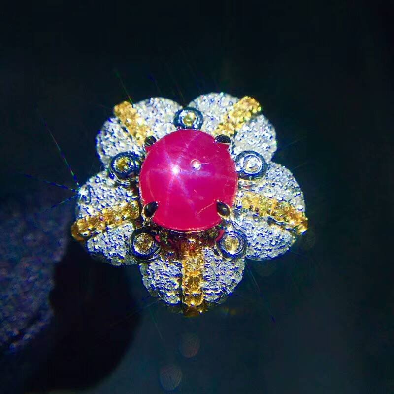 1.92ct Starlight Ruby Ring in 18K Gold