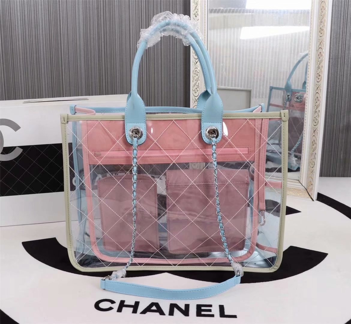 Chanel Strawberry Blueberry Ice Cream Purse Transparent Sheepskin ...