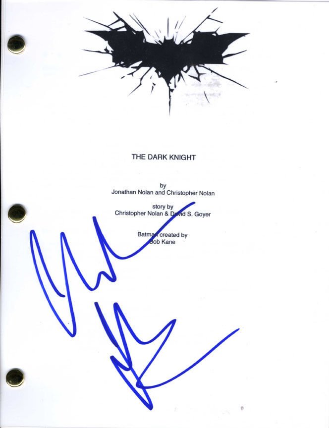 Christian Bale Batman Signed The Dark Knight Script Cover Page AFTAL ...