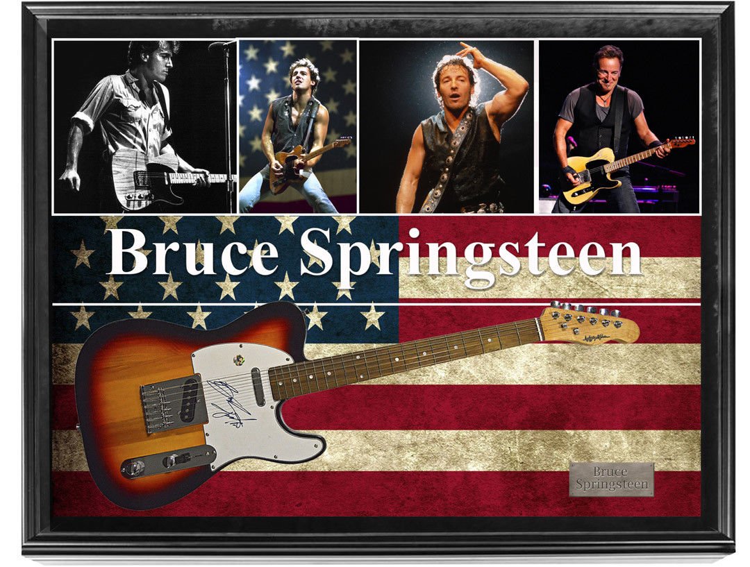 Bruce Springsteen Autographed Sunburst Tele Style Guitar w Display Case ...