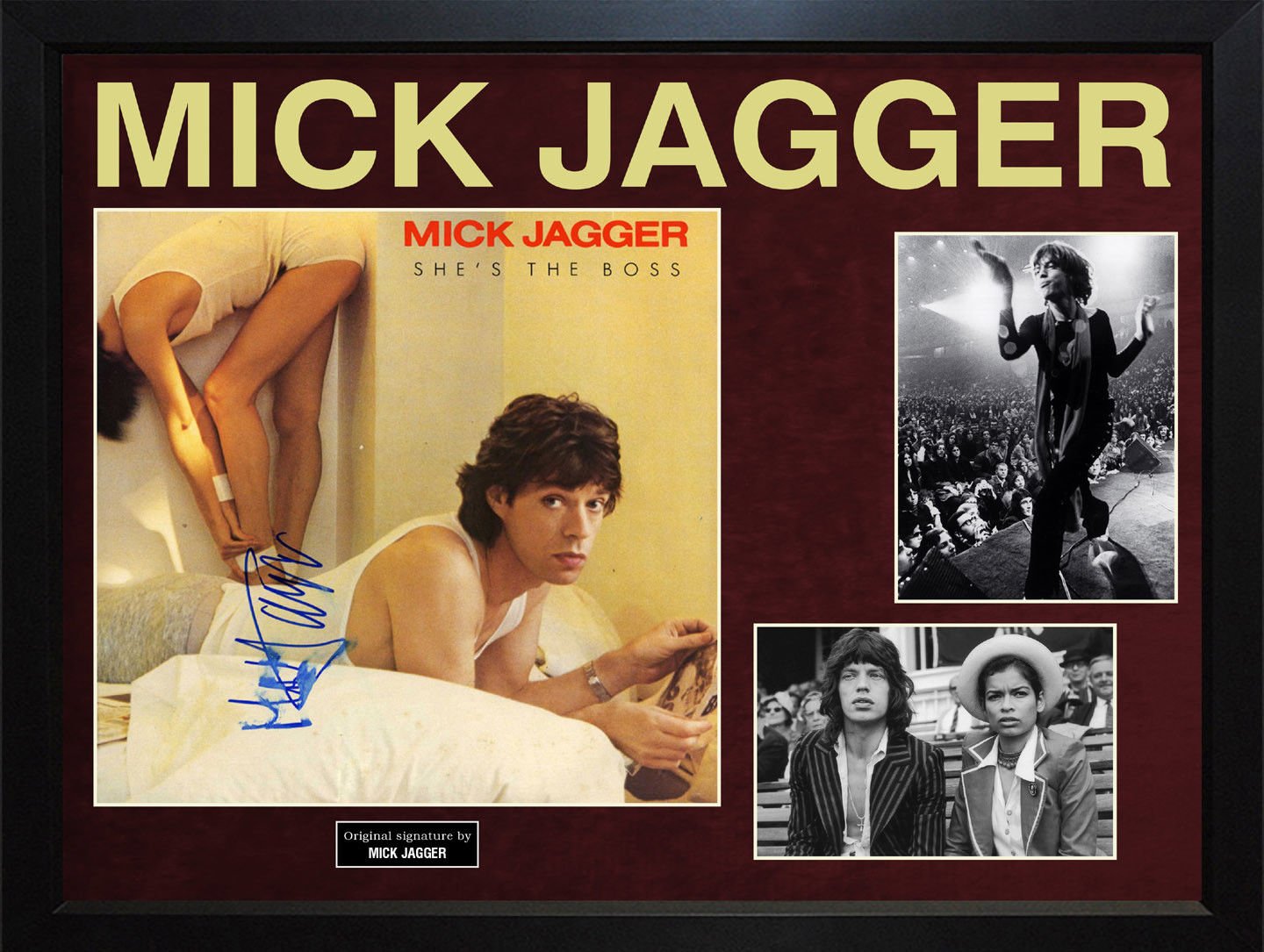 Mick Jagger Rolling Stones Signed Shes The Boss Album Cover Display Case