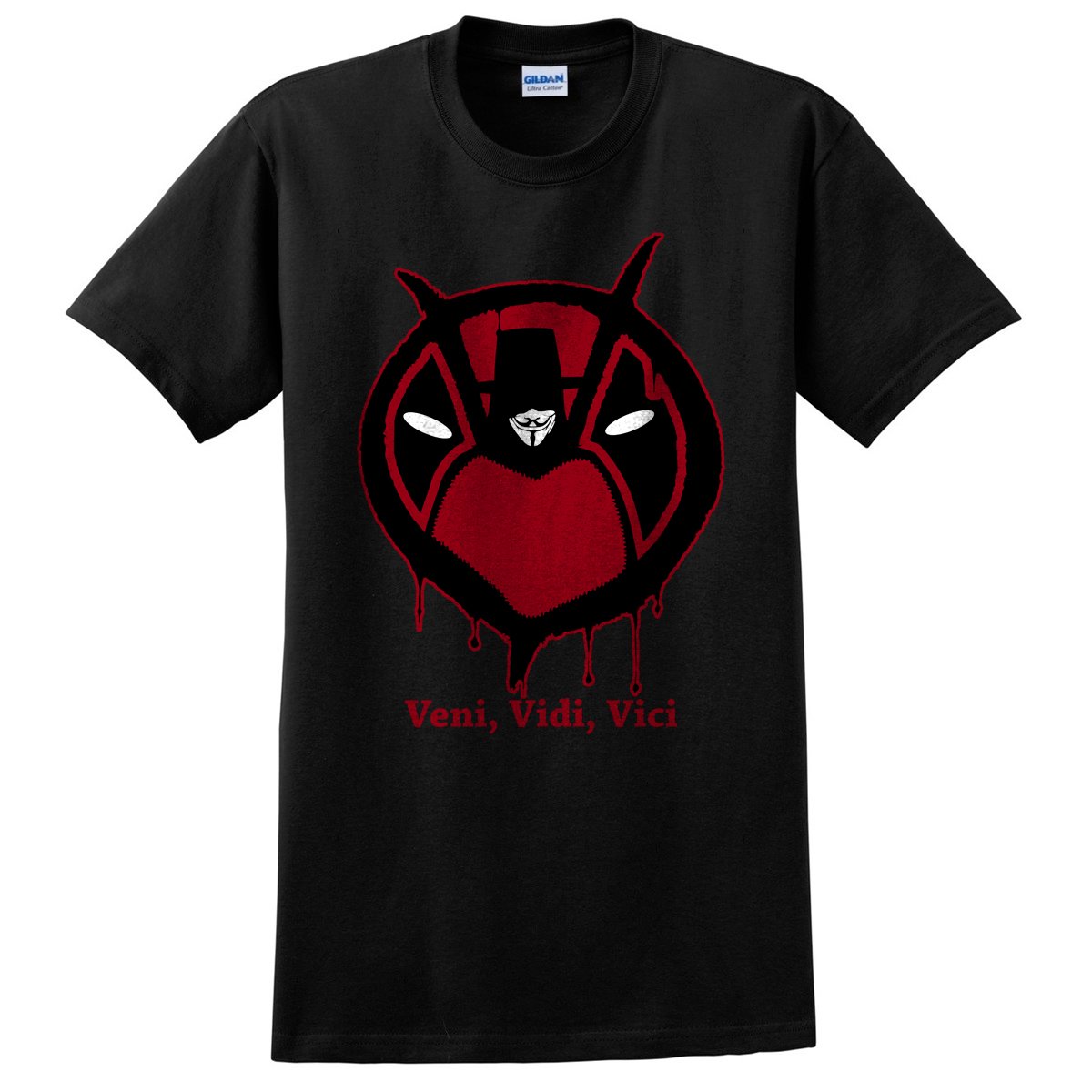 V for Vendetta Anonymous Pool Hacker Veni, Vidi, Vicy Black T-Shirt's