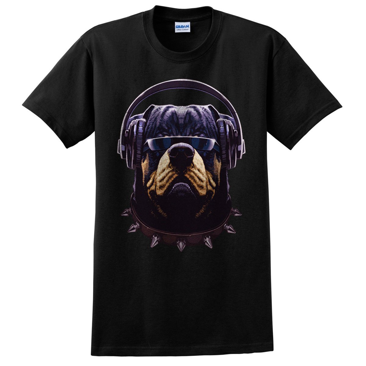 Cool DJ Rottweiler Dog Music Rottweiler with Headphones ANIMAL BIG FACE ...